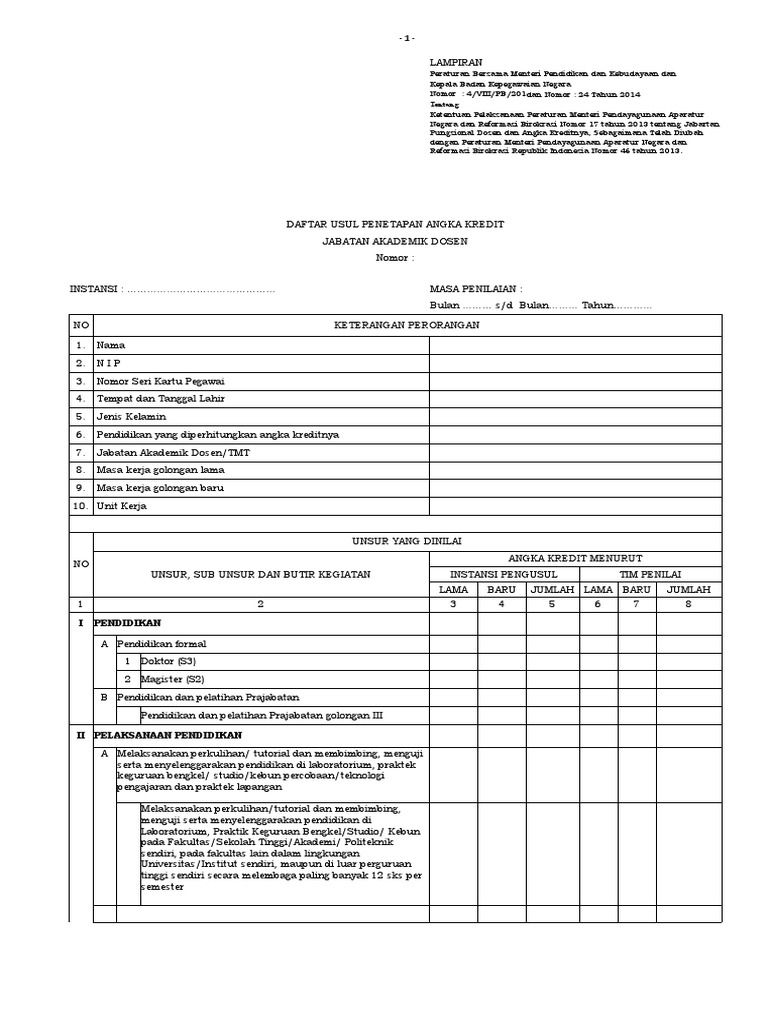 Format DUPAK Dan Surat Peryataan Versi No 24 THN 2014 | PDF