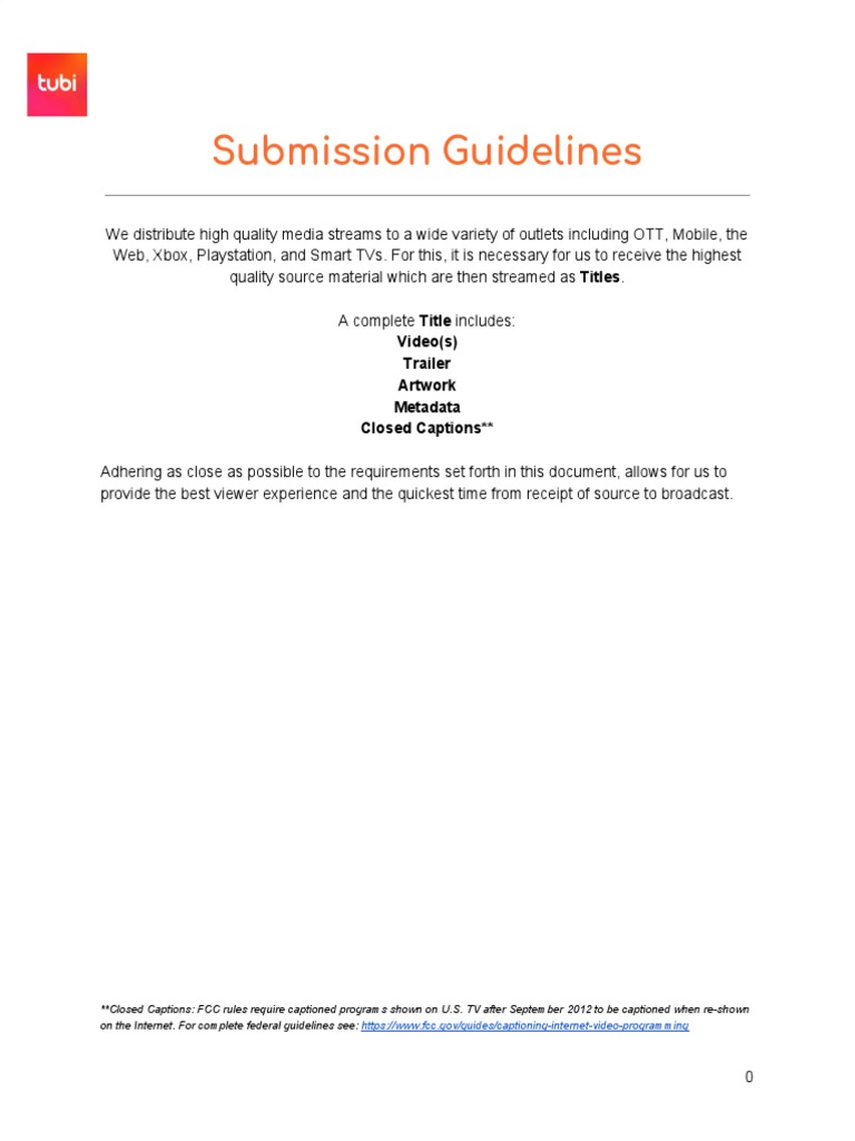 Tubi Submission Guidelines | PDF