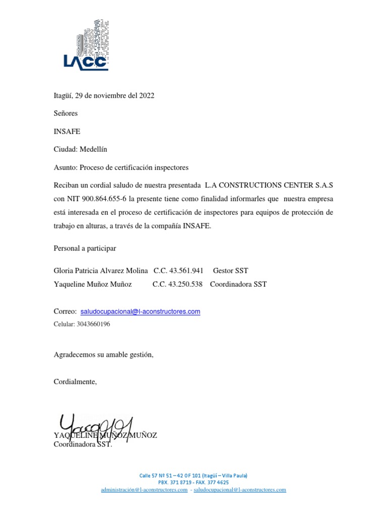 Carta de solicitud de servicio | PDF