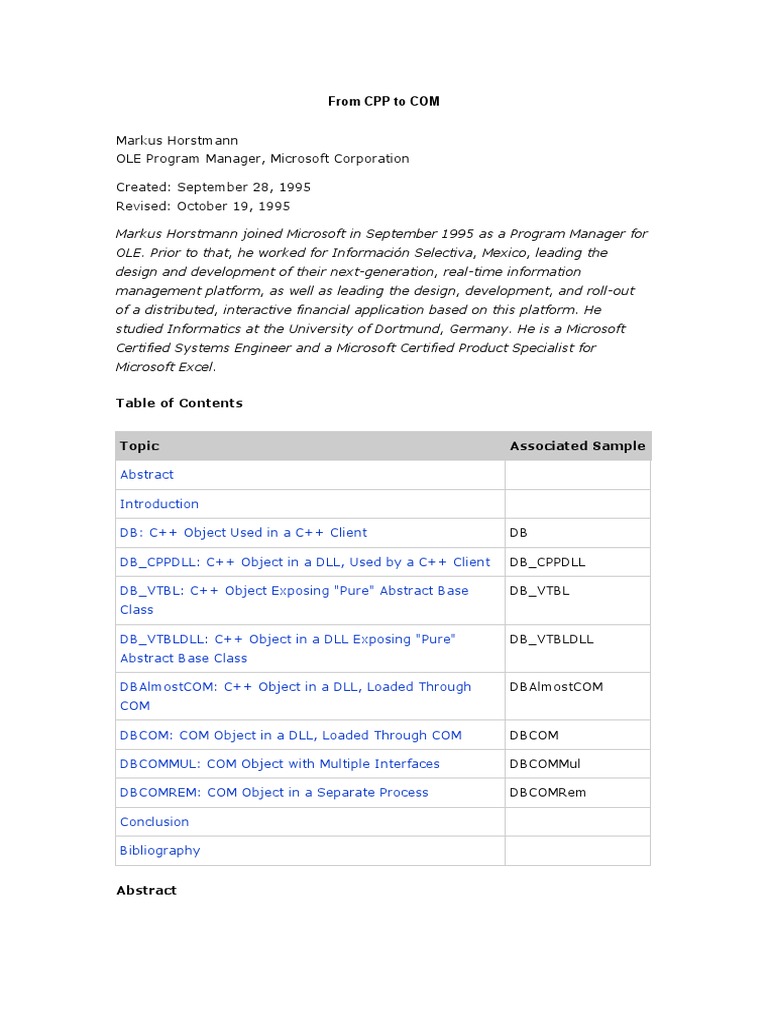 From CPP To COM | PDF | Class (Computer Programming) | Component Object ...