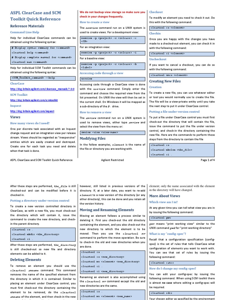 Clear Case SCMToolkit Quick Reference | Download Free PDF | Version ...