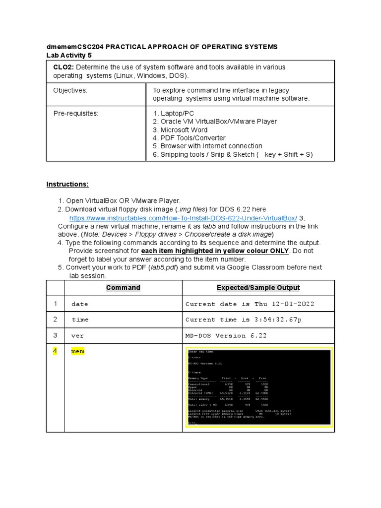 Lab Activity 5 | PDF | Dos | Operating System