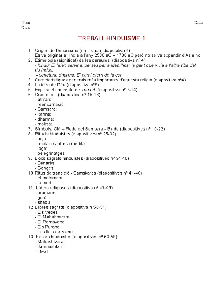 Treball Hinduisme | PDF