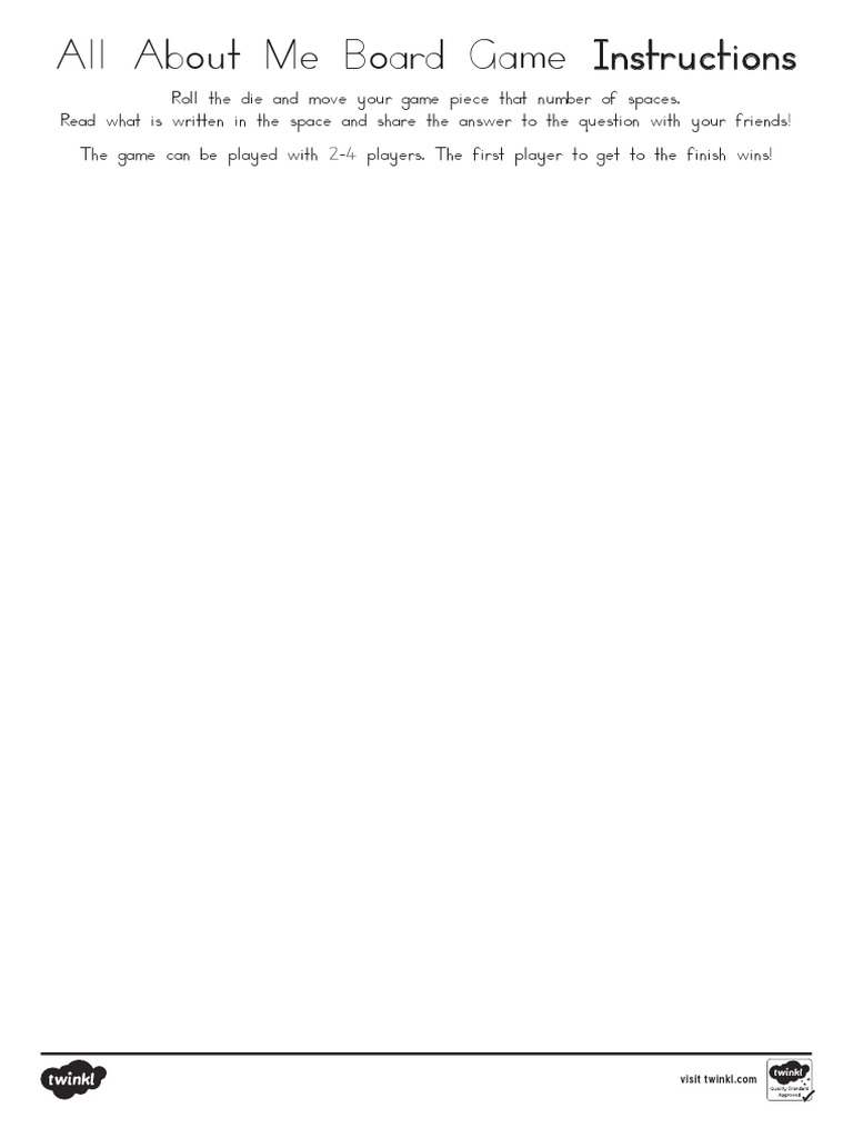 All About Me Board Game Guide | PDF | Foods