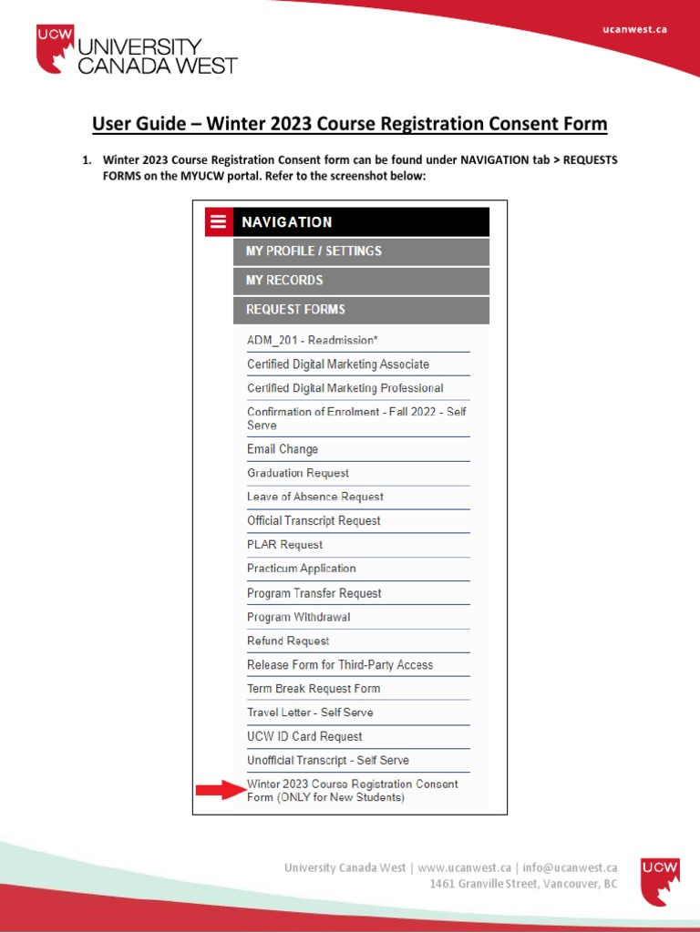 User Guide Winter 2023 Course Registration Consent Form | PDF | Travel Visa | Passport