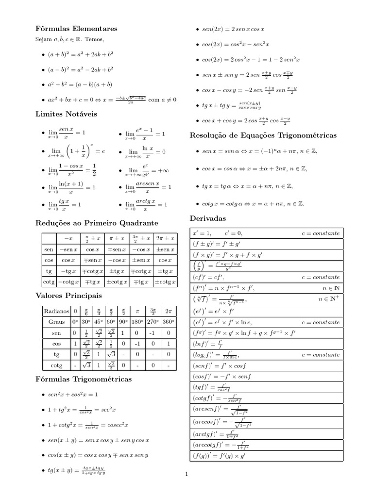 Formulario | PDF | Mathematical Concepts | Mathematical Objects