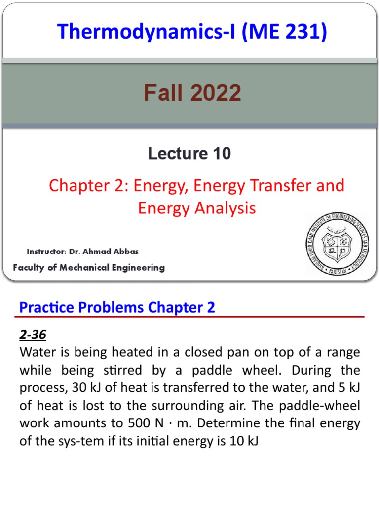 Analysis of Energy Transfer and Energy Changes in Thermodynamic Systems Based on Practice ...