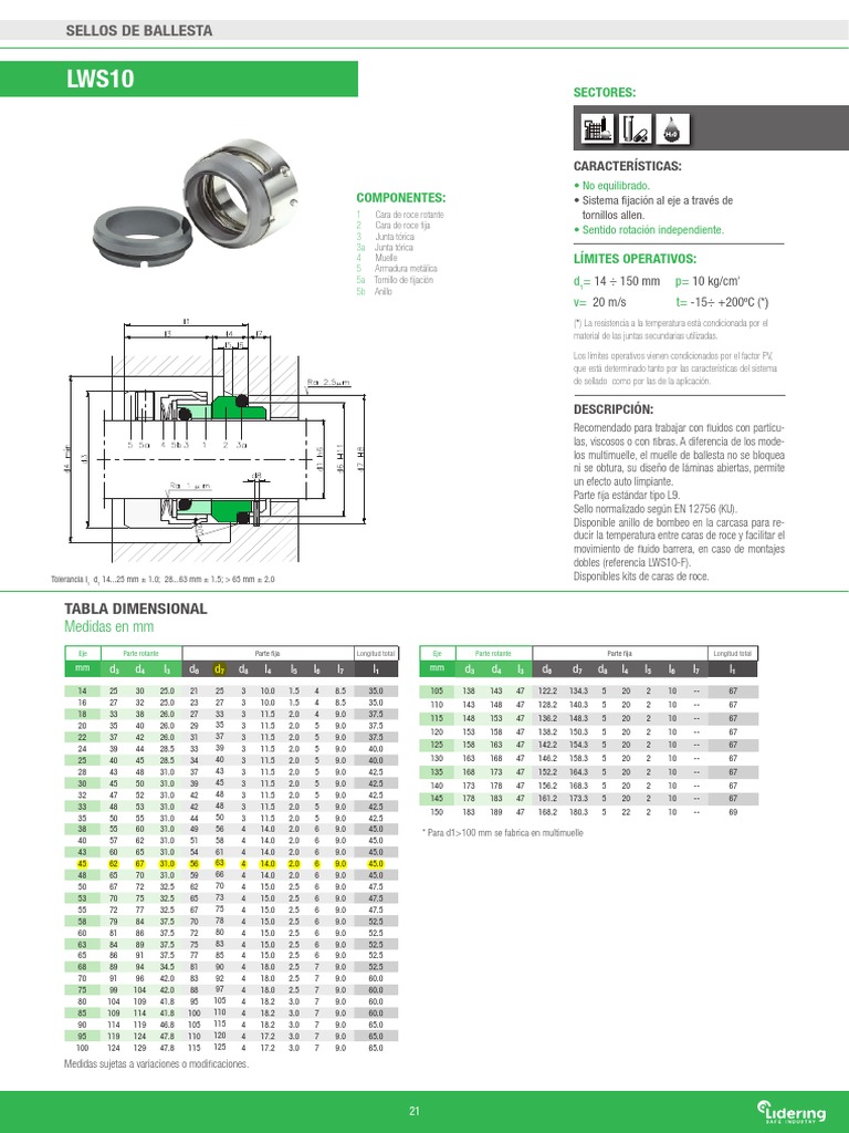 Sello Mecánico | PDF | Mecánica de fluidos | Cantidad