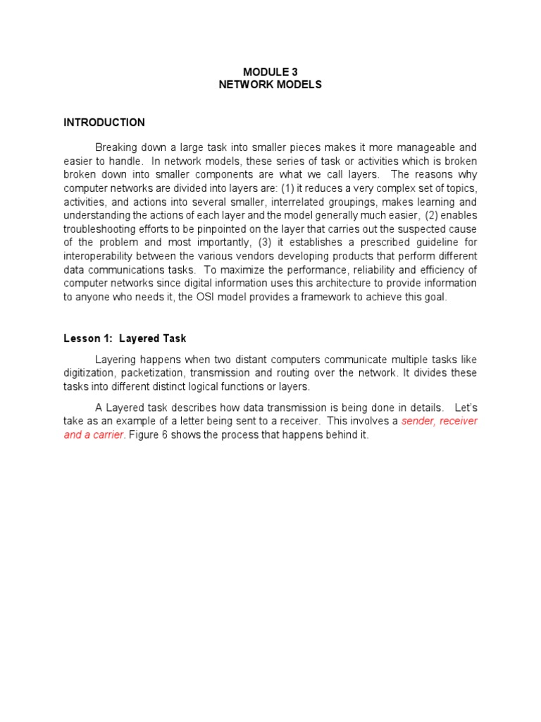Datacom Module 3 Network Models Pdf