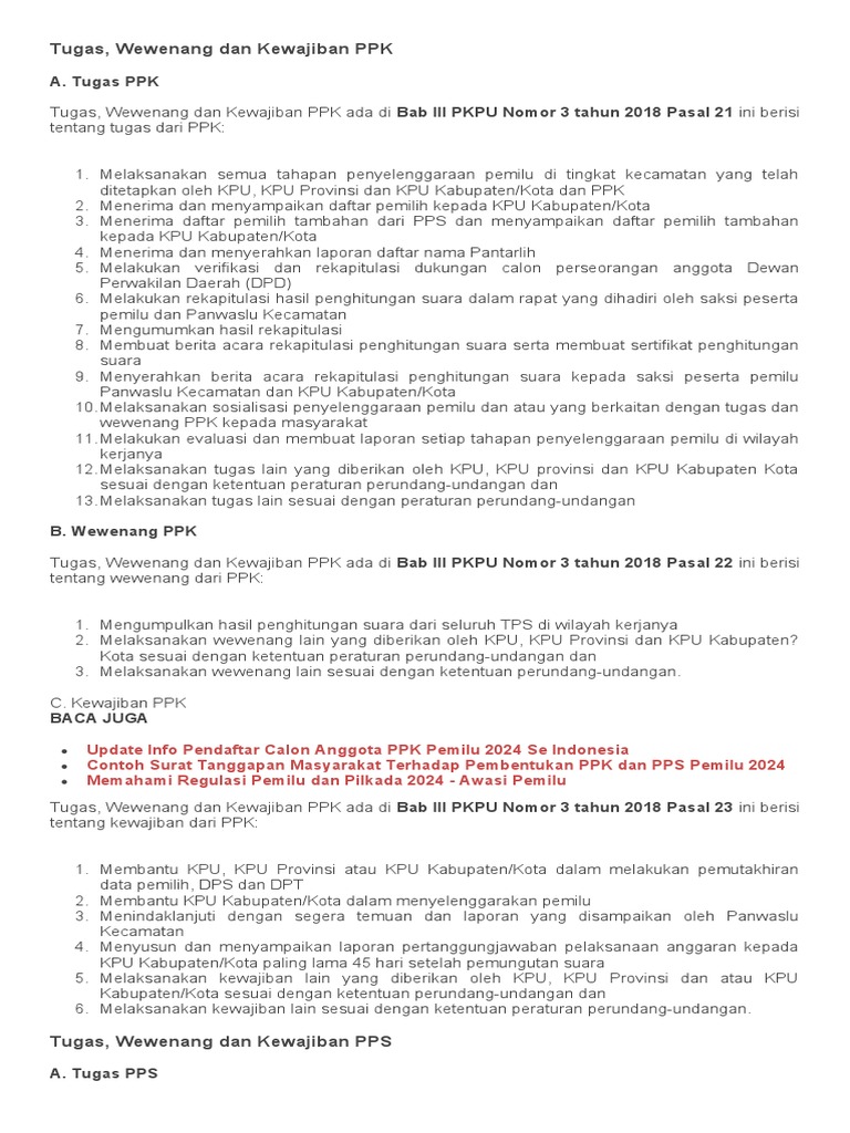 Tugas Dan Wewenang PPK | PDF | Politik | Hukum