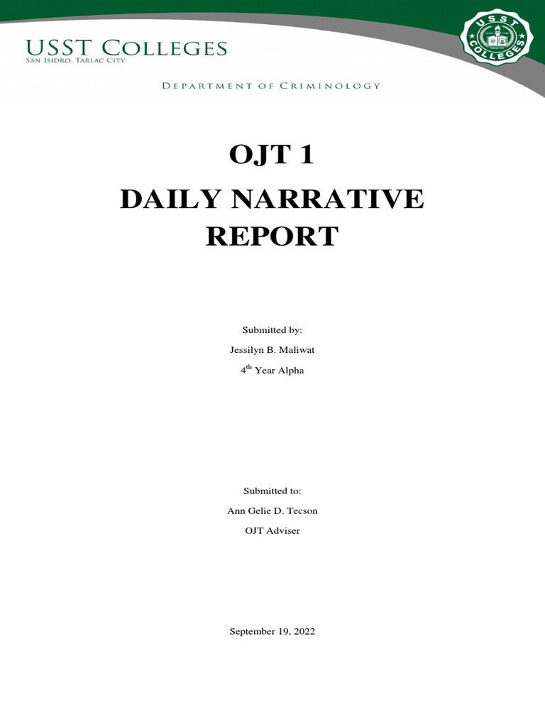 Narrative Report Day 1 3 | PDF