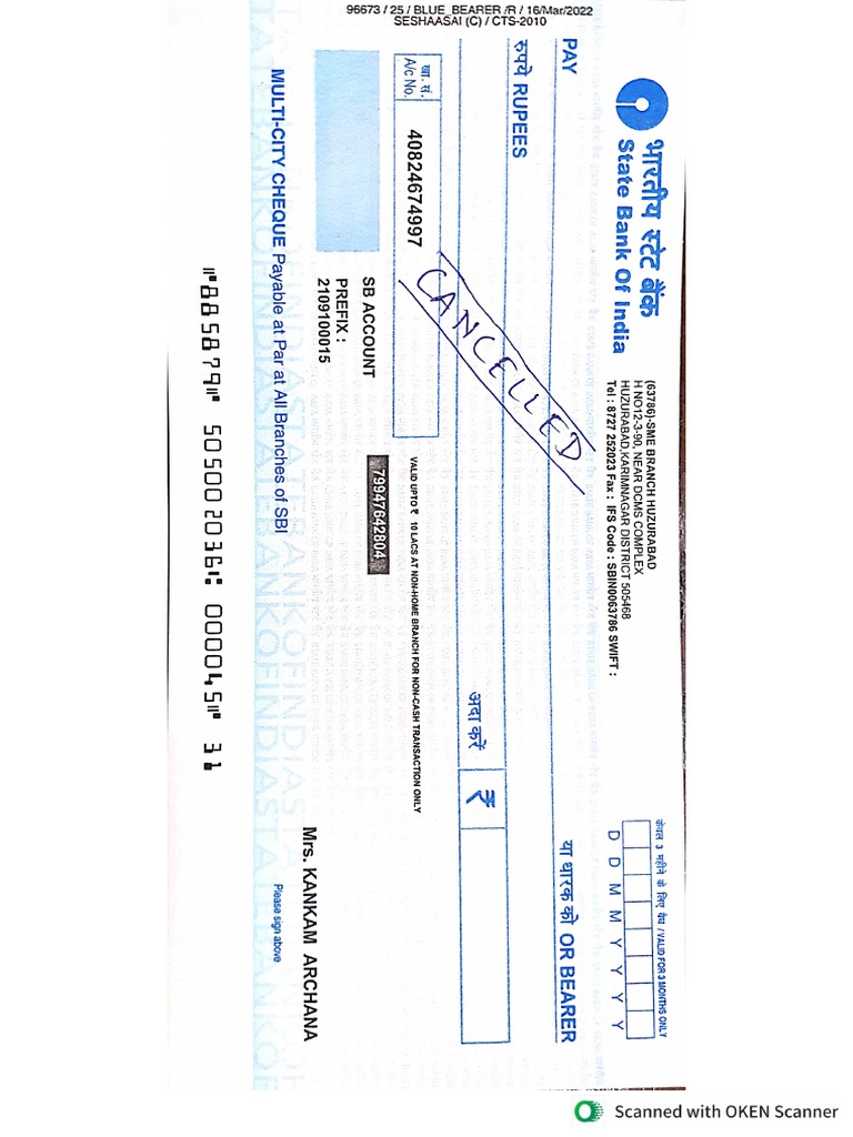 Cancelled Cheque | PDF