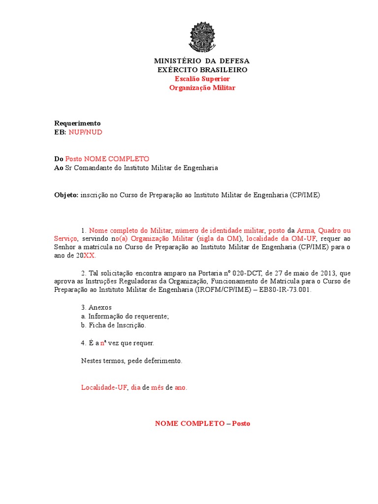 Modelos de Requerimento e FI | PDF