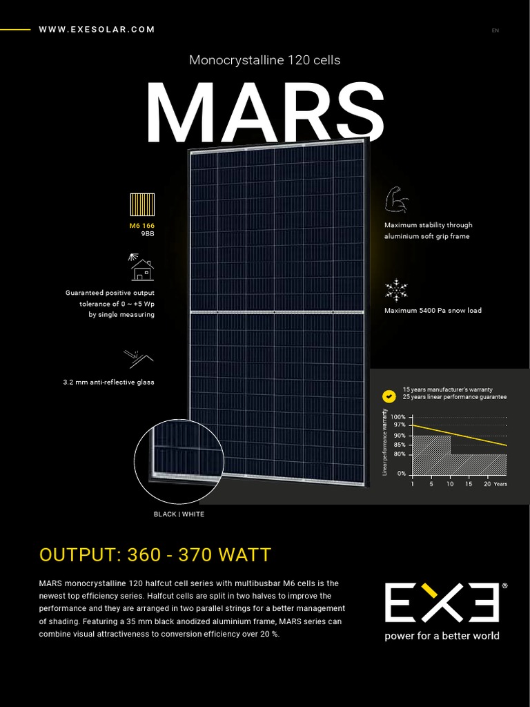 EXE EN Mars Mono 120 Cell 360 370 WP M6 166 9BB - Black White | PDF ...