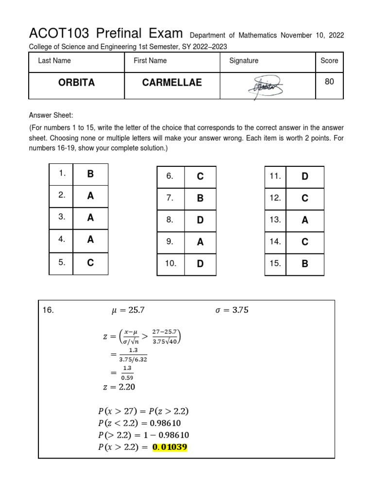 Prefinal Exam | PDF | Science | Applied Mathematics