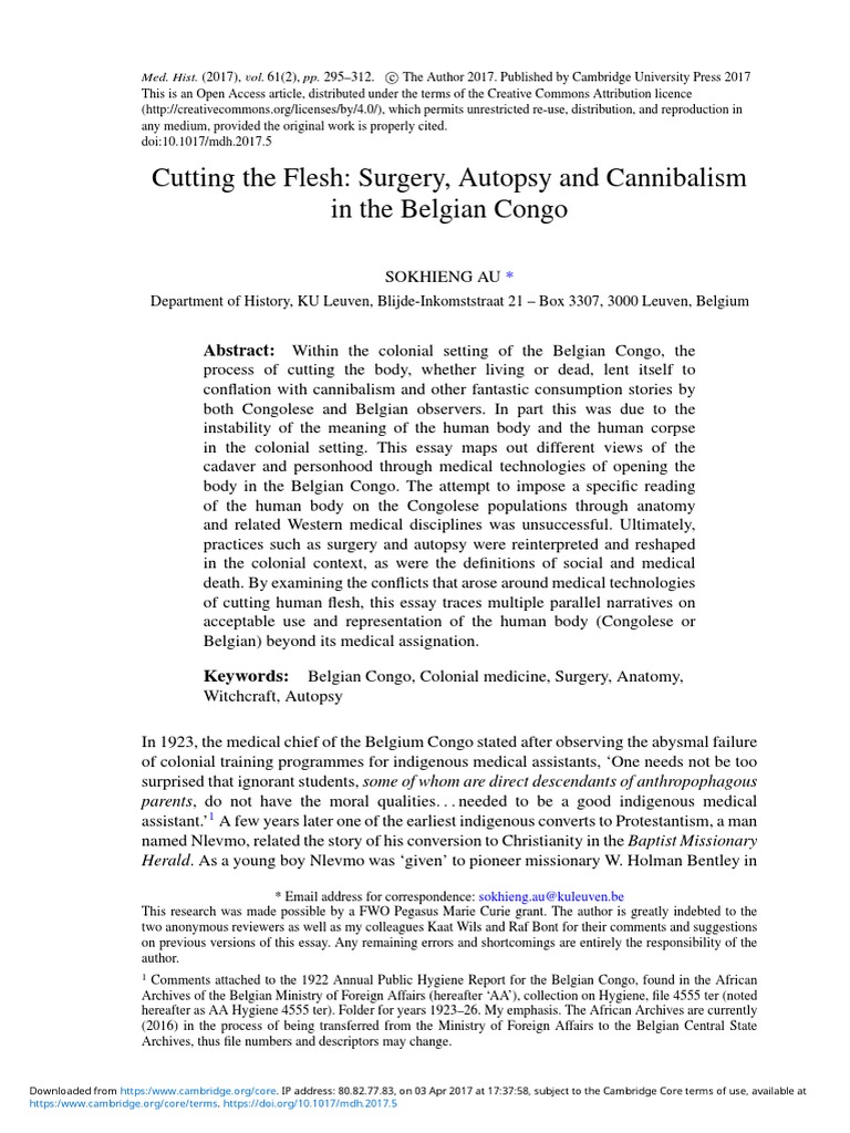 Cutting The Flesh - Surgery, Autopsy and Cannibalism in The Belgian ...