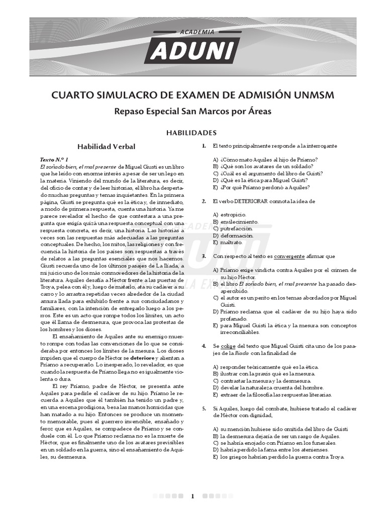 4 Sim Ex Adm UNMSM | PDF | Héctor | Inteligencia