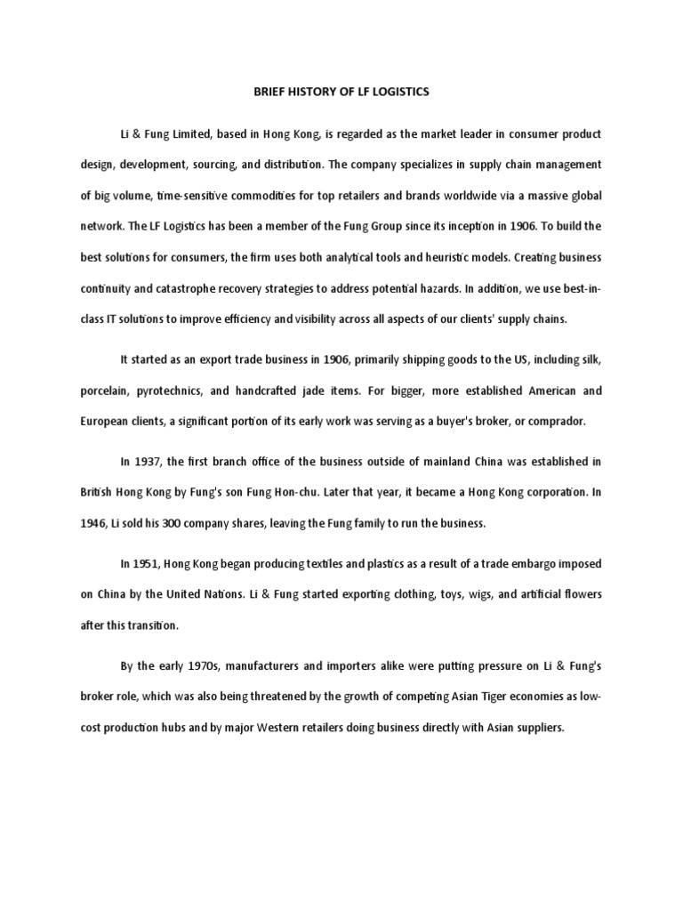Brief History of LF Logistics | PDF | Trade | Business
