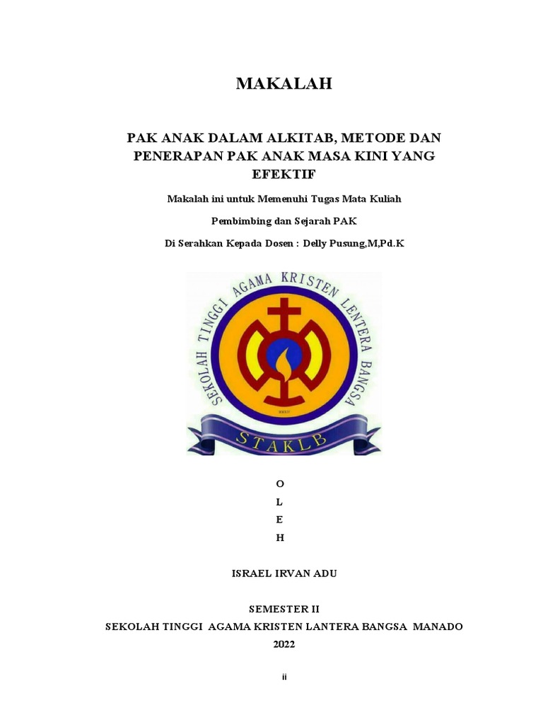 Pak Anak Dalam Alkitab, Metode Dan Penerapan Pak Anak Masa Kini Yang ...