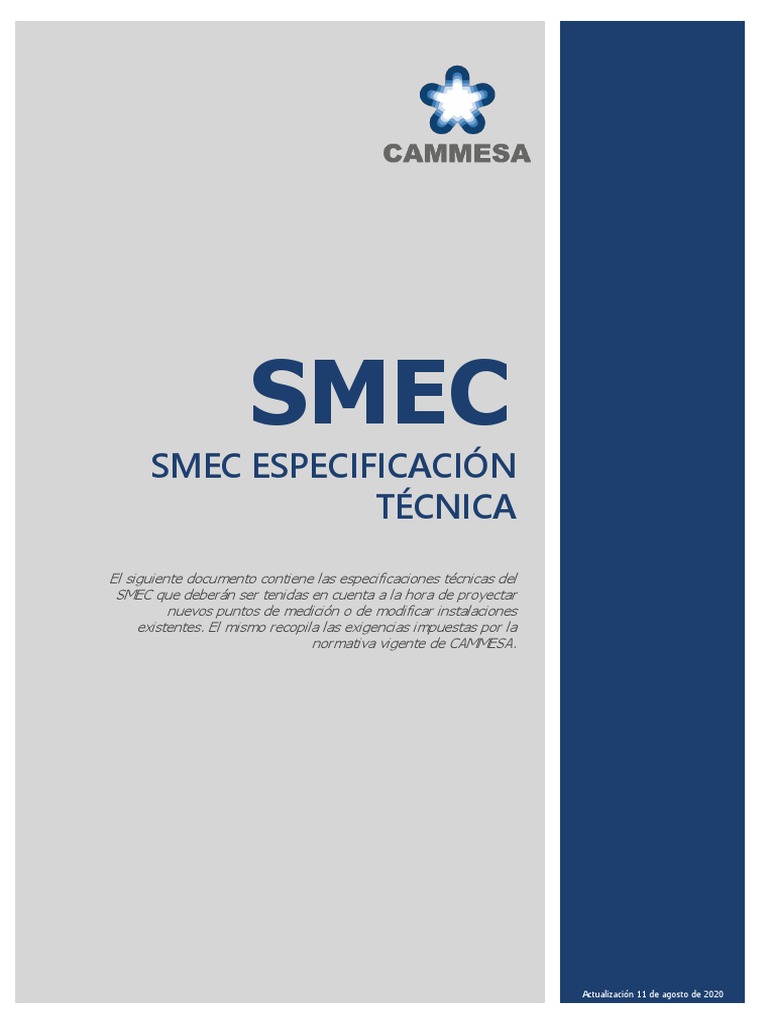 SMEC - Especificación Técnica Resumen | PDF | Transformador | Energia electrica