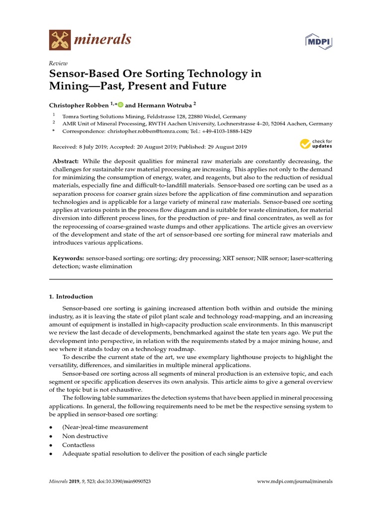 Sensor-Based Ore Sorting Technology in Mining | PDF | Mining | Materials