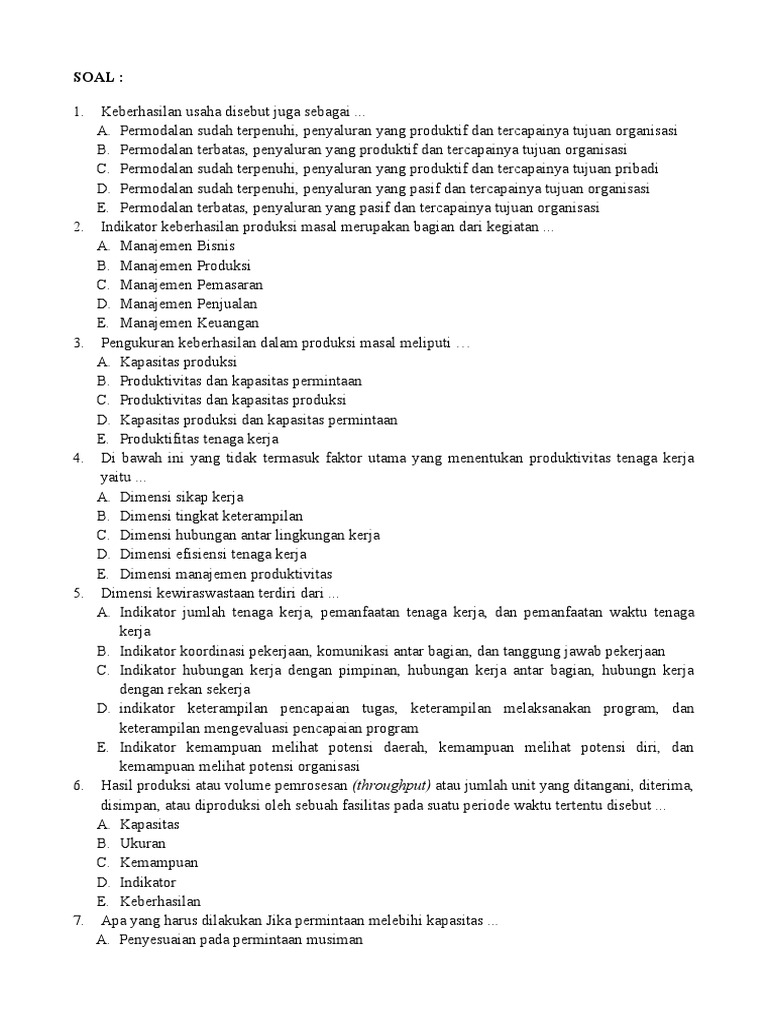 Soal Latihan Pkk Pdf