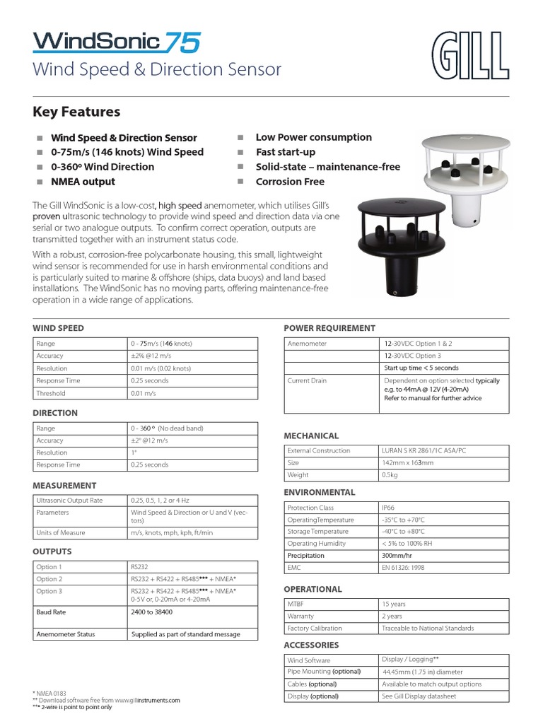 Wind Sonic 75 | PDF | Wind Speed | Manufactured Goods