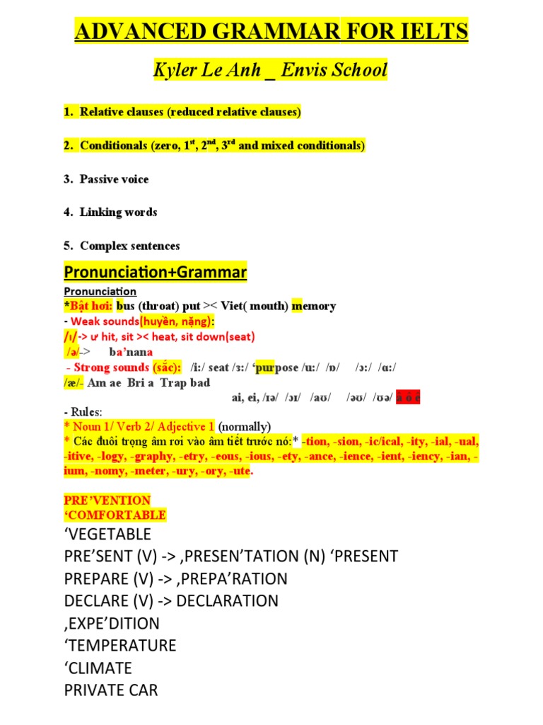 Advanced Grammar For Ielts | PDF | Linguistics | Language Mechanics