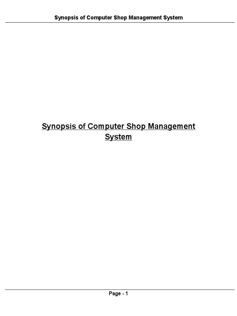 PDF Synopsis of Computer Shop Management System DL | Download Free PDF | Databases | Relational ...