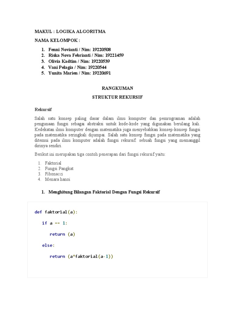 Rangkuman Rekursif | PDF