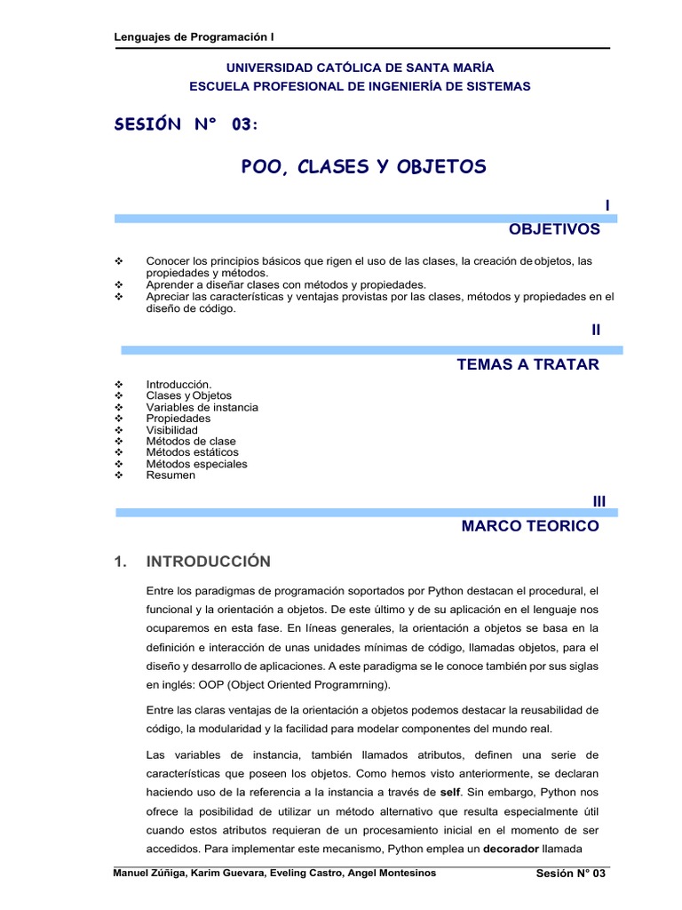 Guía de Clases y Objetos en Python | PDF | Objeto (informática) | Python (lenguaje de programación)