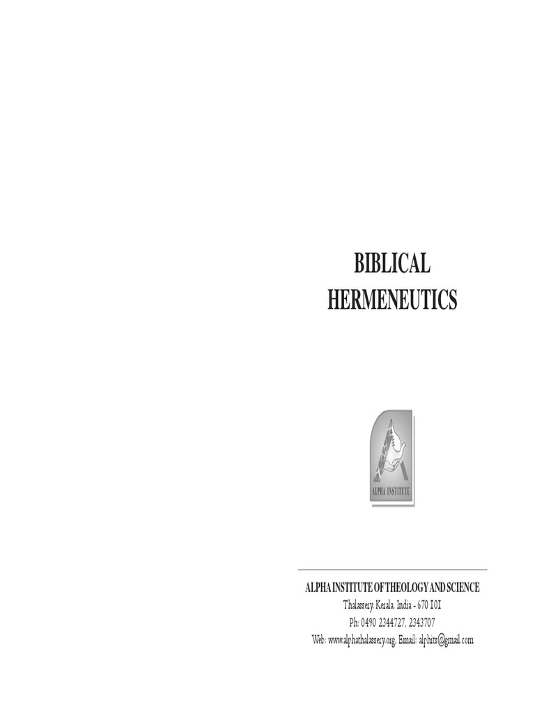 Biblical-Hermeneutics - English Notes | PDF | Hermeneutics | Bible