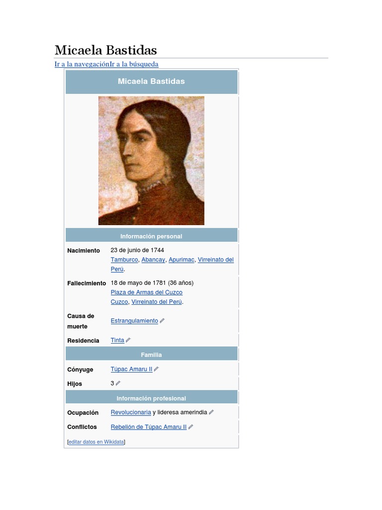 Micaela Bastidas | PDF | Perú | Antiguas colonias españolas