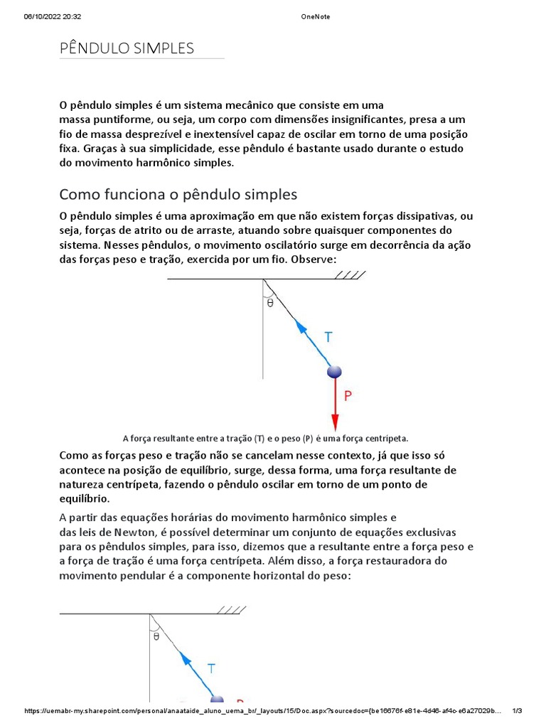 Pêndulo simples: definição, funcionamento e fórmulas | PDF | Pêndulo ...