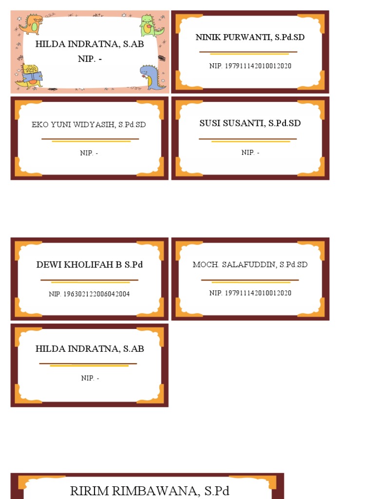 Papan Nama Meja | PDF