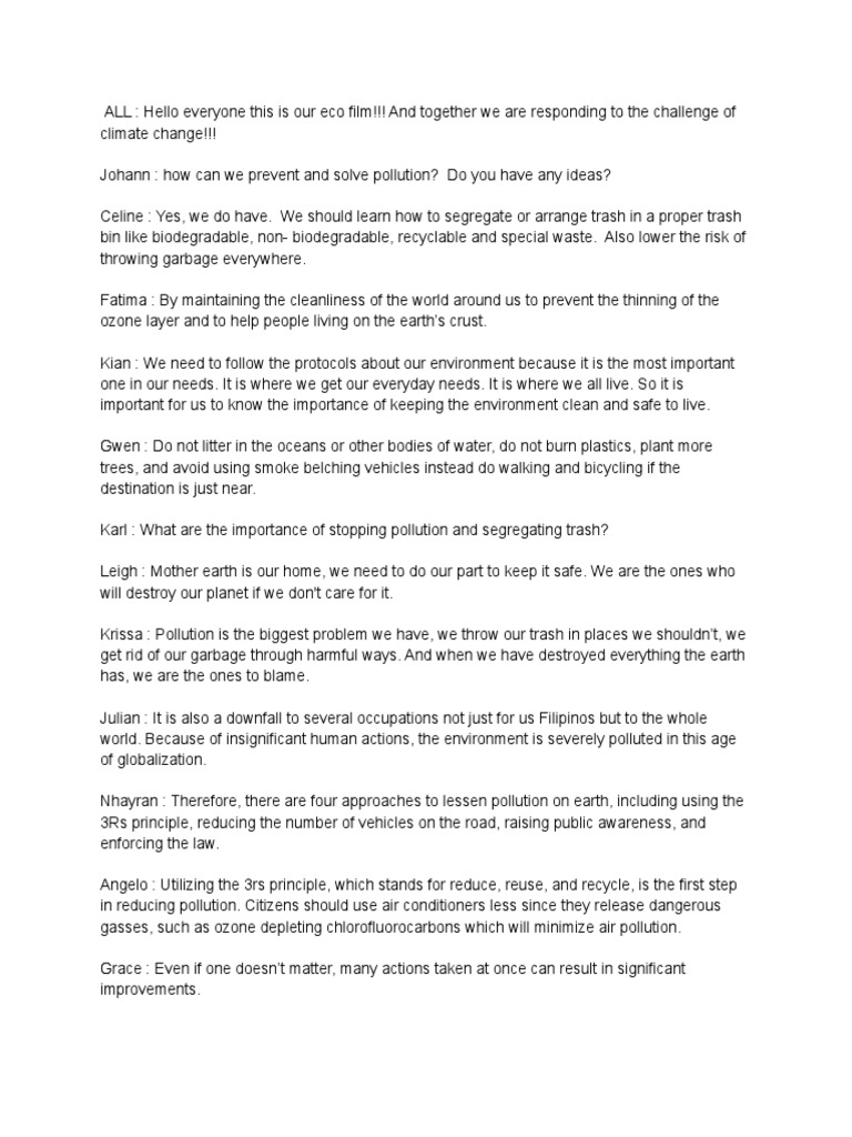 Eco Film Script | PDF | Reuse | Waste