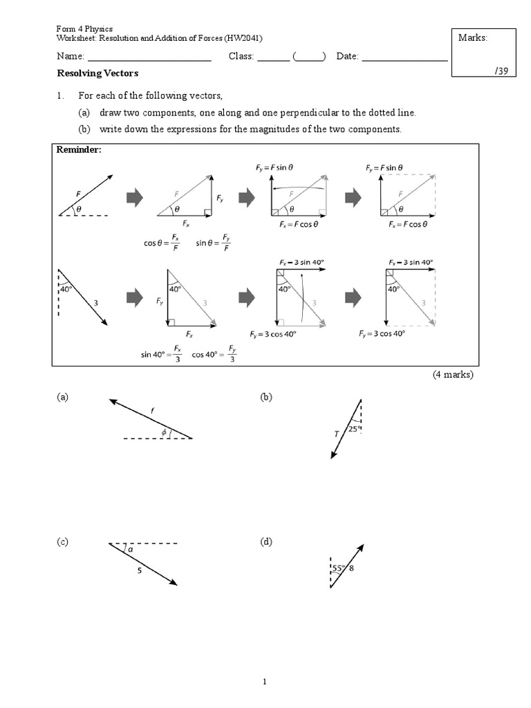 HW2041-Resolving Forces | PDF | Force | Euclidean Vector