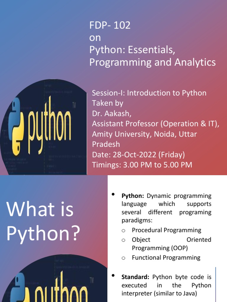 Introduction To Python | PDF | Python (Programming Language) | Information Technology Management