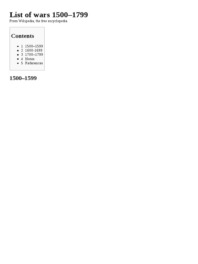 List of Wars 1500-1799 | PDF | Holy Roman Empire | Ottoman Empire