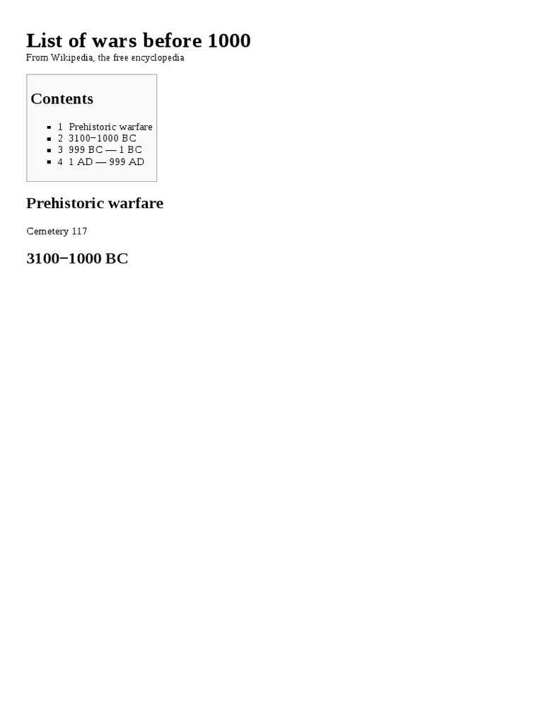 List of Wars Before-1000 | PDF