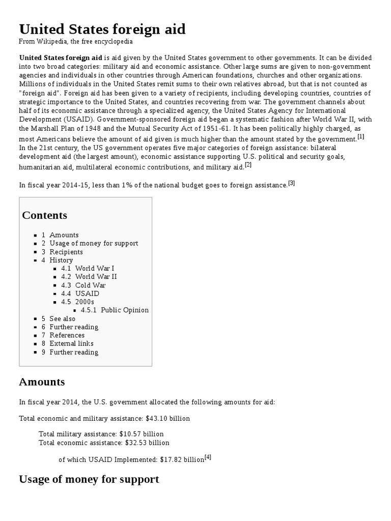 United States Foreign Aid | PDF | Aids | Development Assistance Committee