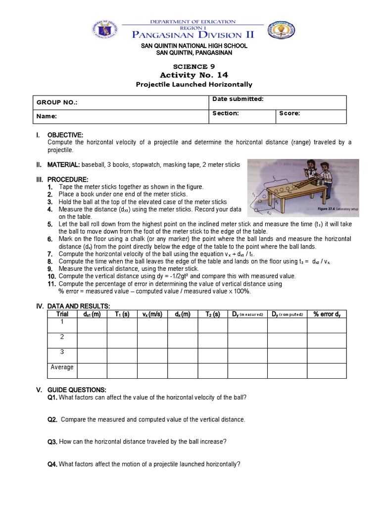 Activity No. 14 - Comparing Freefall and Projectile | PDF | Projectiles ...