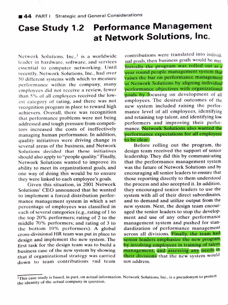 Case - Network Solutions | PDF | Performance Management | Goal