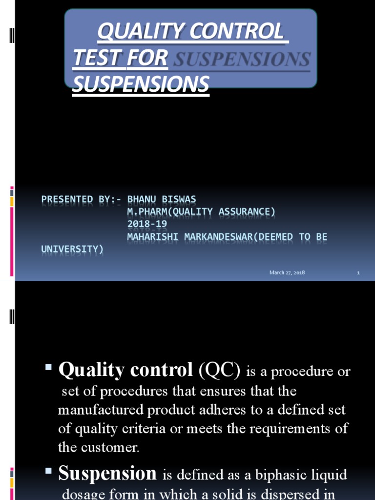 Quality Control Test For Suspensions | Download Free PDF | Suspension ...