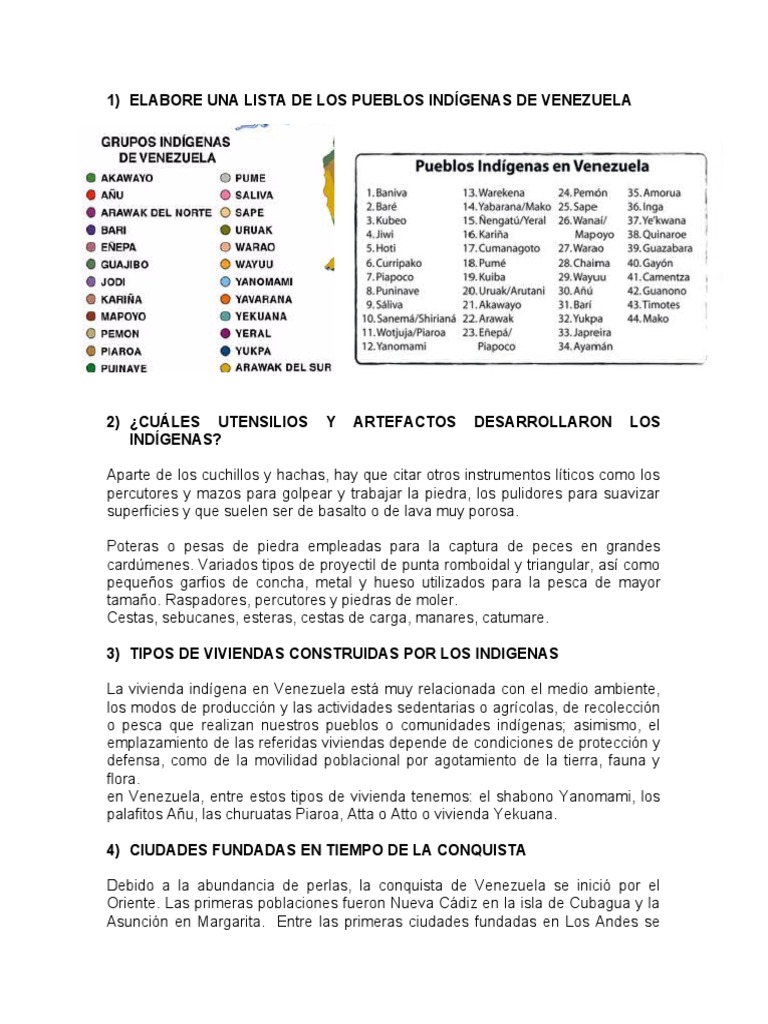 Utensilios y Viviendas Indígenas en Venezuela | PDF | Pueblos Indígenas ...