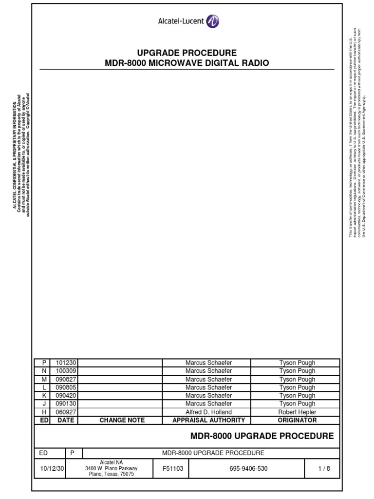 6959406530P - V1 - MDR-8000 Upgrade Procedure 695-9406-530 - P | PDF ...