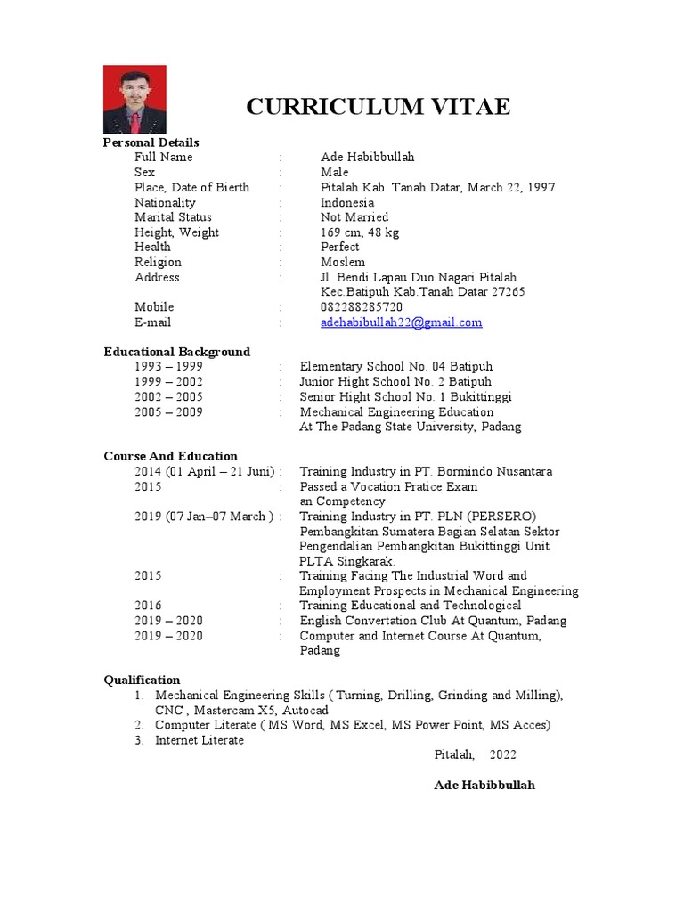 CV B. Inggris ADE (1) 020201 | PDF