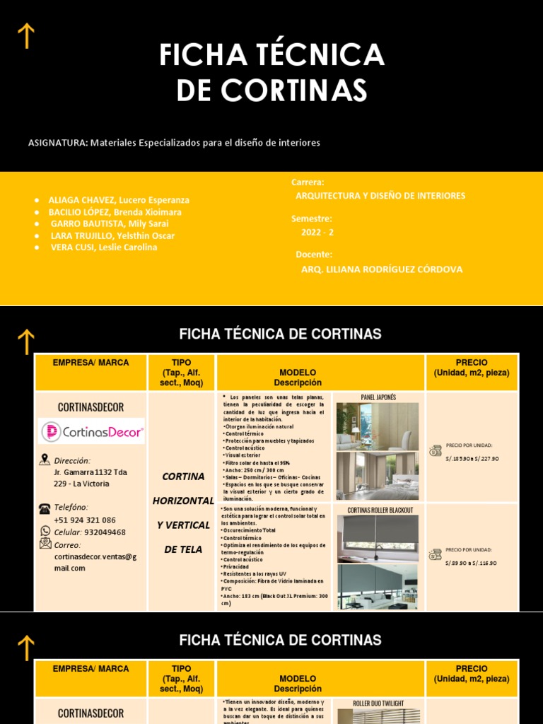 03 - Ficha Técnica de Cortina | PDF | Cortina | Materiales de construcción