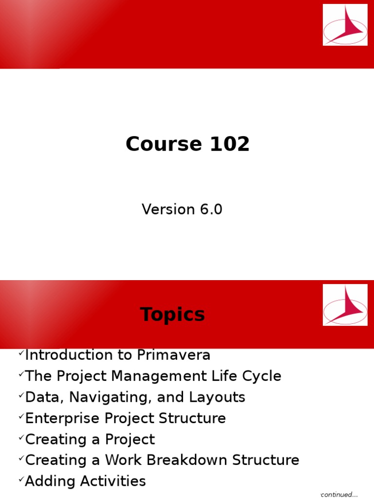 Primavera Training 102 - 6 | PDF | Scheduling (Production Processes ...