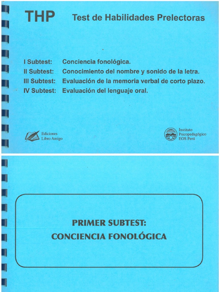 THP Test de Habilidades Prelectoras | PDF